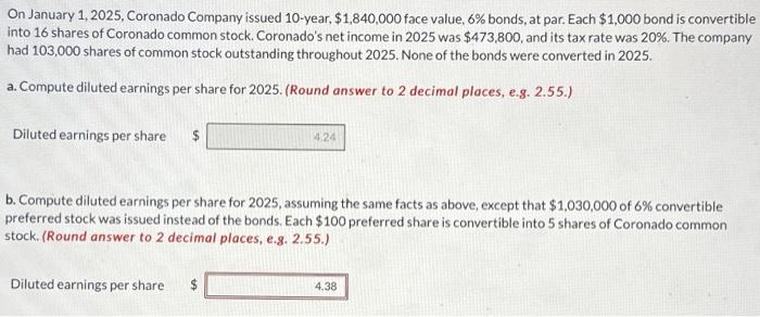 Solved On January 1,2025, Coronado Company issued 10-year, | Chegg.com