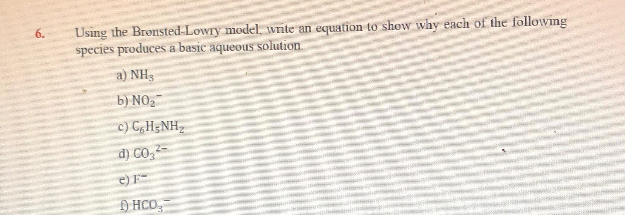 Solved Using the Bronsted-Lowry model, write an equation to | Chegg.com