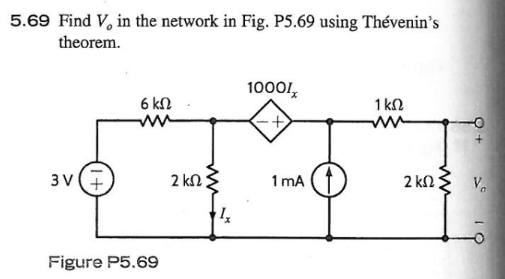 Solved 5.69 ﻿Find Vo ﻿in the network in Fig. P5.69 ﻿using | Chegg.com
