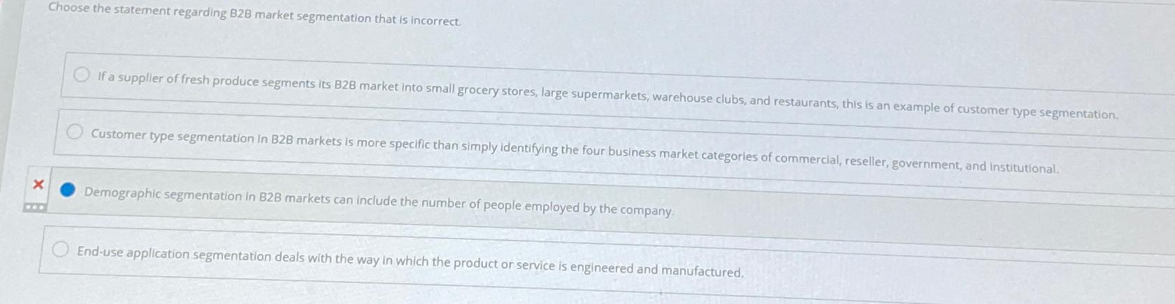Solved Choose the statement regarding B2B market | Chegg.com