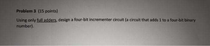 Solved Problem 3 (15 points) Using only full adders, design | Chegg.com