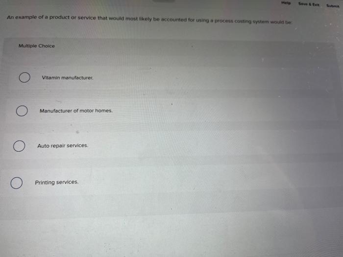 Solved An example of a product or service that would most | Chegg.com