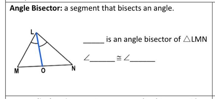Solved Angle Bisector A Segment That Bisects An Angle