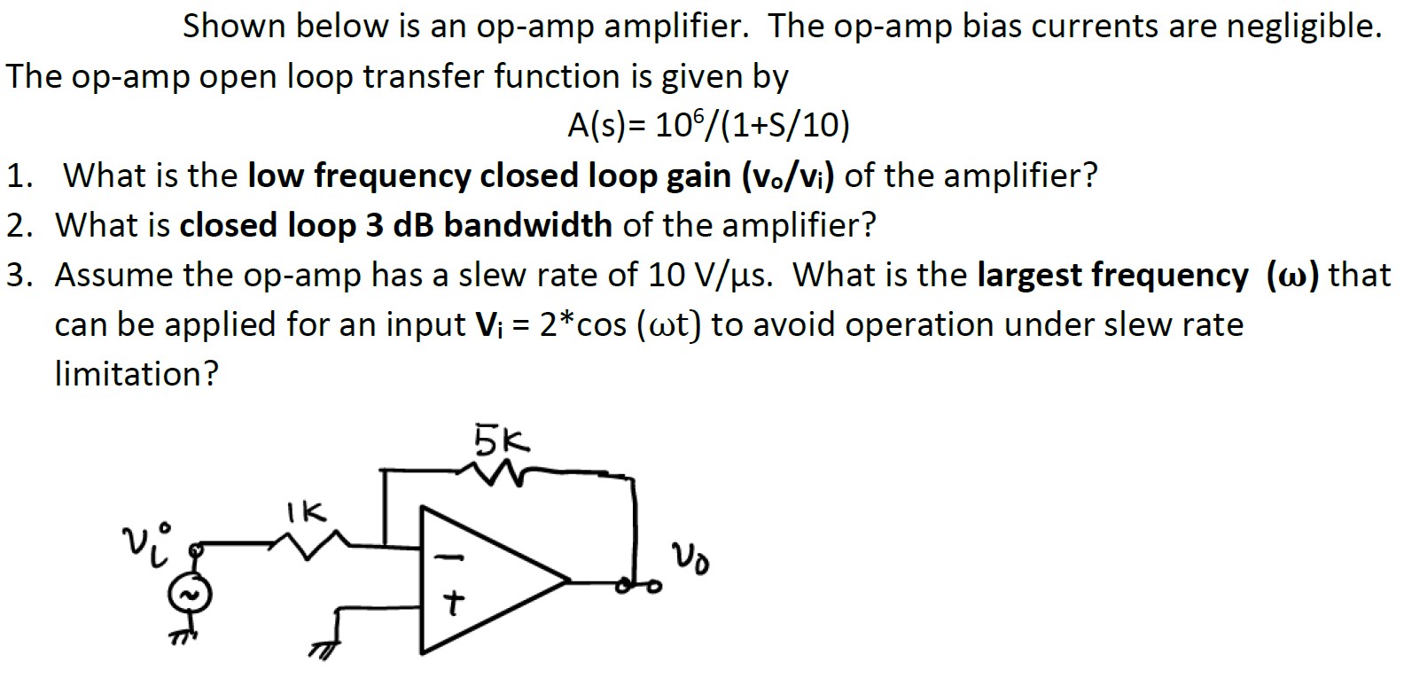 Solved Shown below is an op-amp amplifier. The op-amp bias | Chegg.com