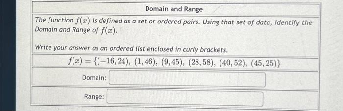 Solved Domain and Range The function f(x) is defined as a | Chegg.com