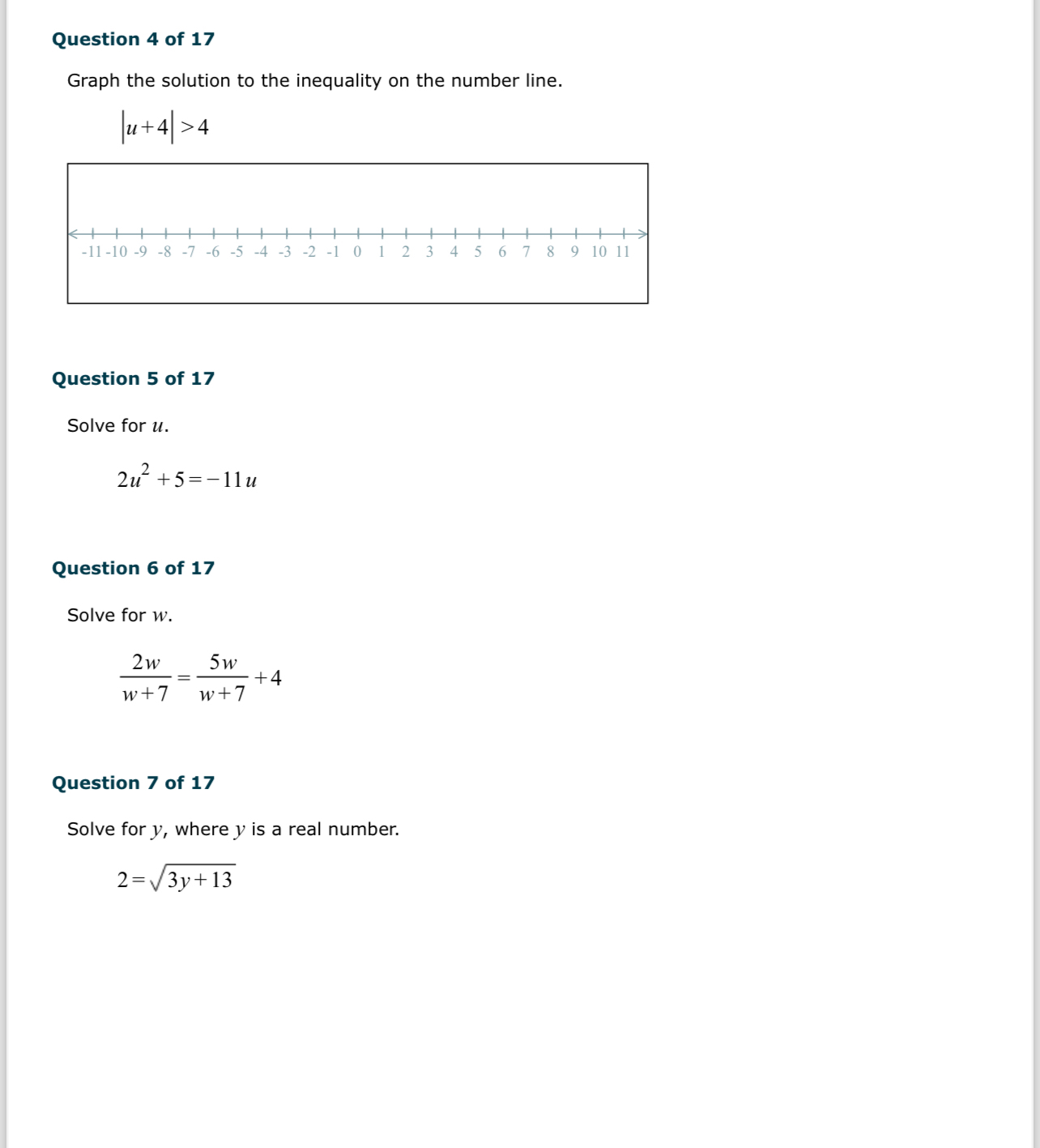 Solved Question 4 ﻿of 17Graph the solution to the inequality | Chegg.com