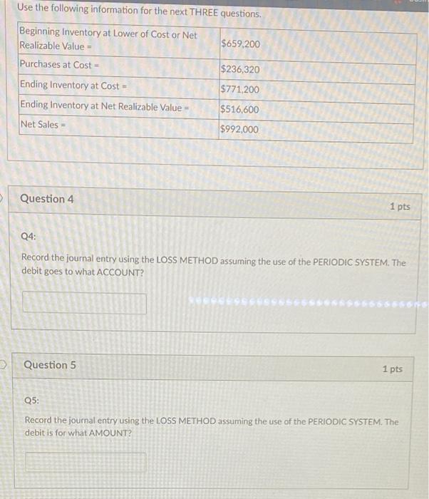 Solved Use the following information for the next THREE | Chegg.com