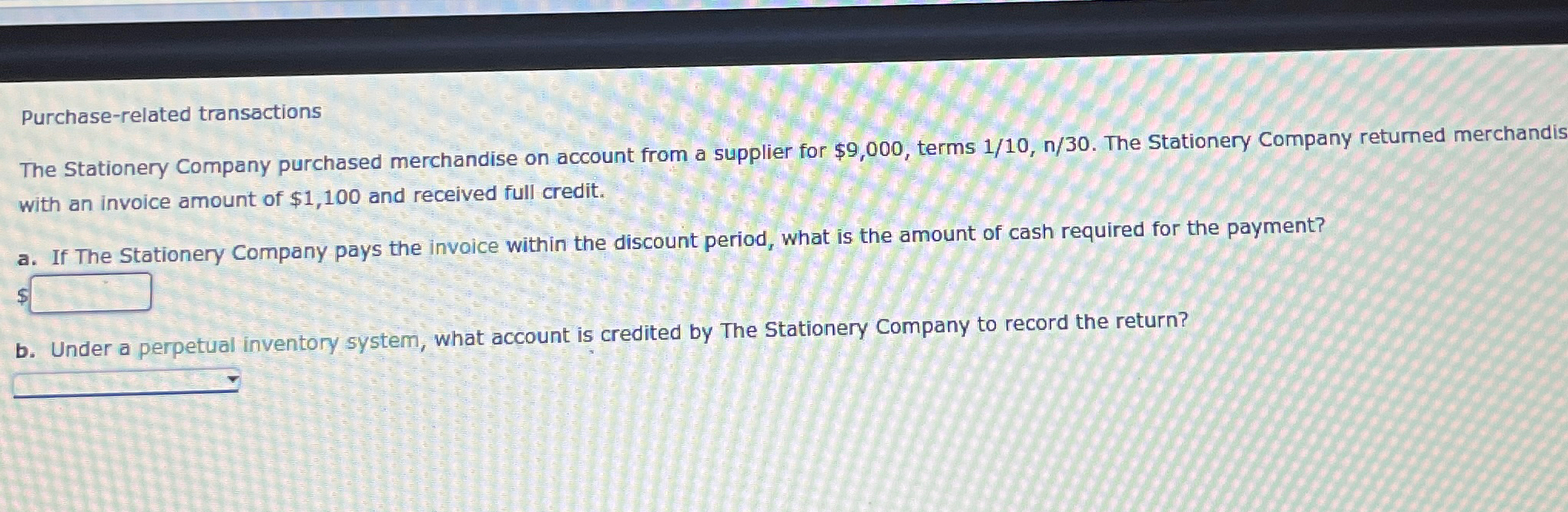 Solved Purchase-related transactionsThe Stationery Company | Chegg.com
