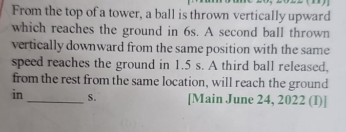 Solved From the top of a tower, a ball is thrown vertically | Chegg.com