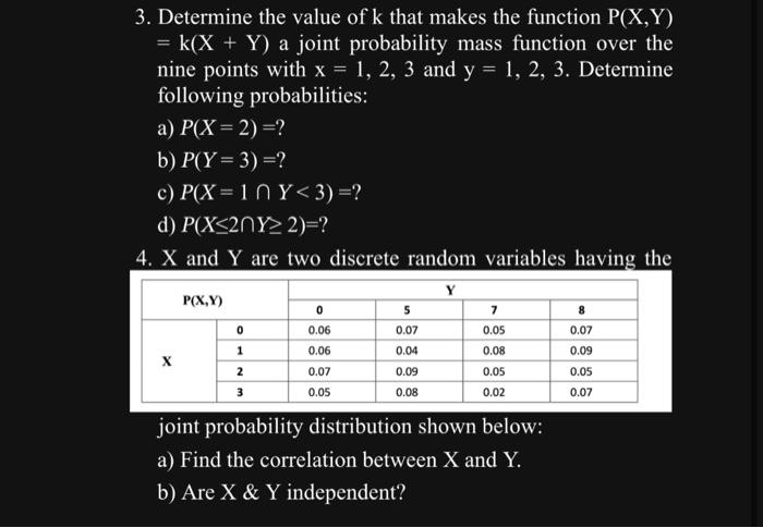 Solved 3. Determine the value of k that makes the function | Chegg.com