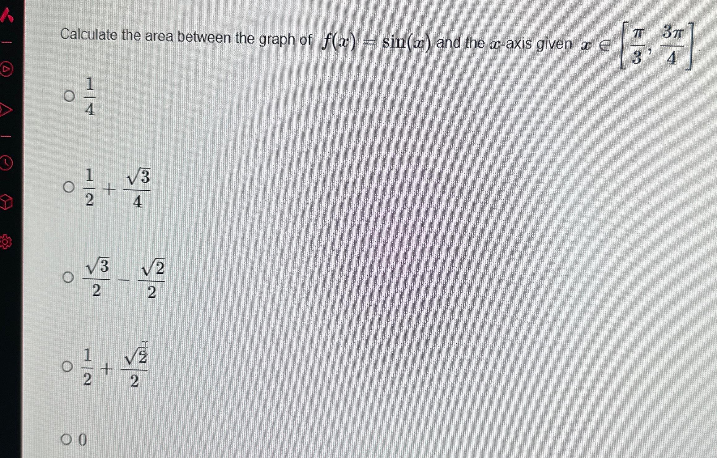 Solved Calculate the area between the graph of f(x)=sin(x) | Chegg.com