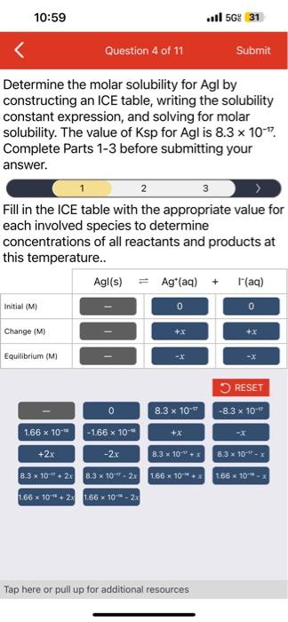 Solved Determine the molar solubility for Agl by | Chegg.com