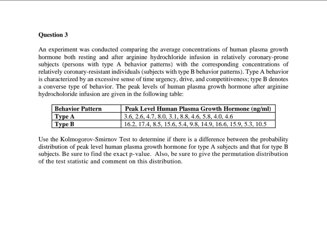 Solved Question 3An experiment was conducted comparing the | Chegg.com