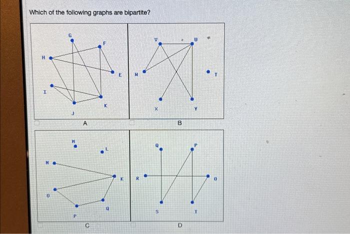 Solved Which of the following graphs are bipartite? | Chegg.com
