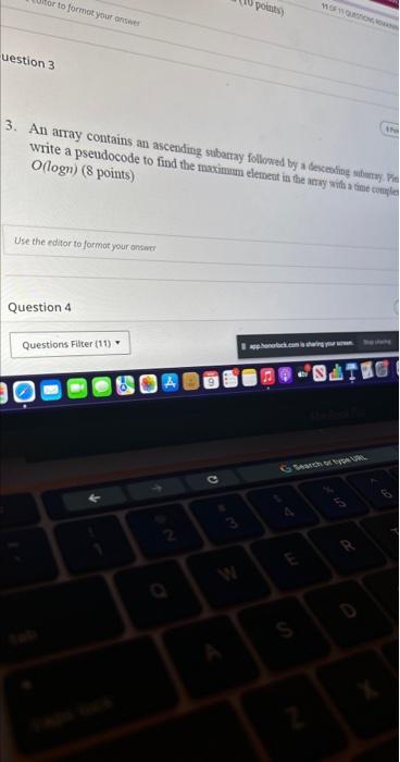 Solved Uestion 3 3. An array contains an ascending subarray | Chegg.com