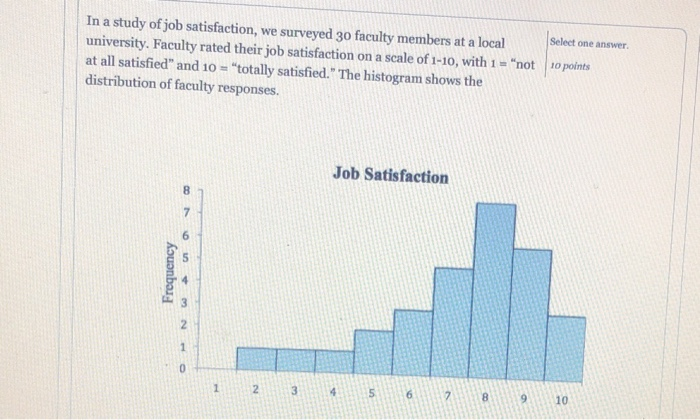 Solved Select one answer In a study of job satisfaction, we | Chegg.com