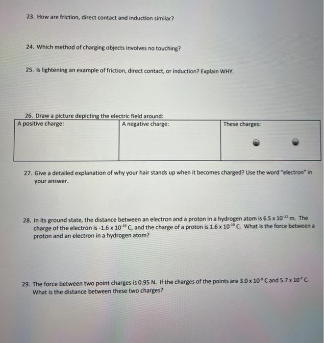 Solved 23. How are friction, direct contact and induction | Chegg.com