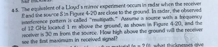 Solved 45. The equivalent of a Lloyd's mirror experiment | Chegg.com