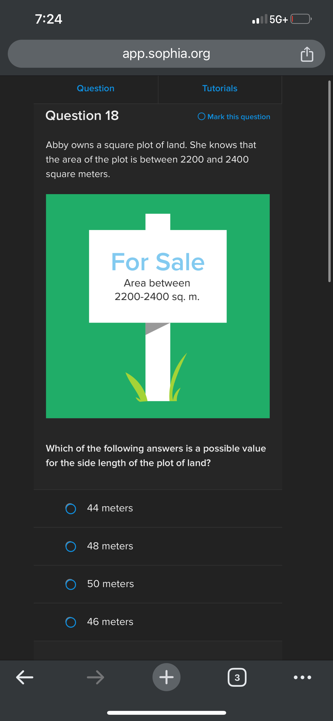 Solved 7:24๑) 5G+ app.sophia.orgQuestionTutorialsQuestion | Chegg.com