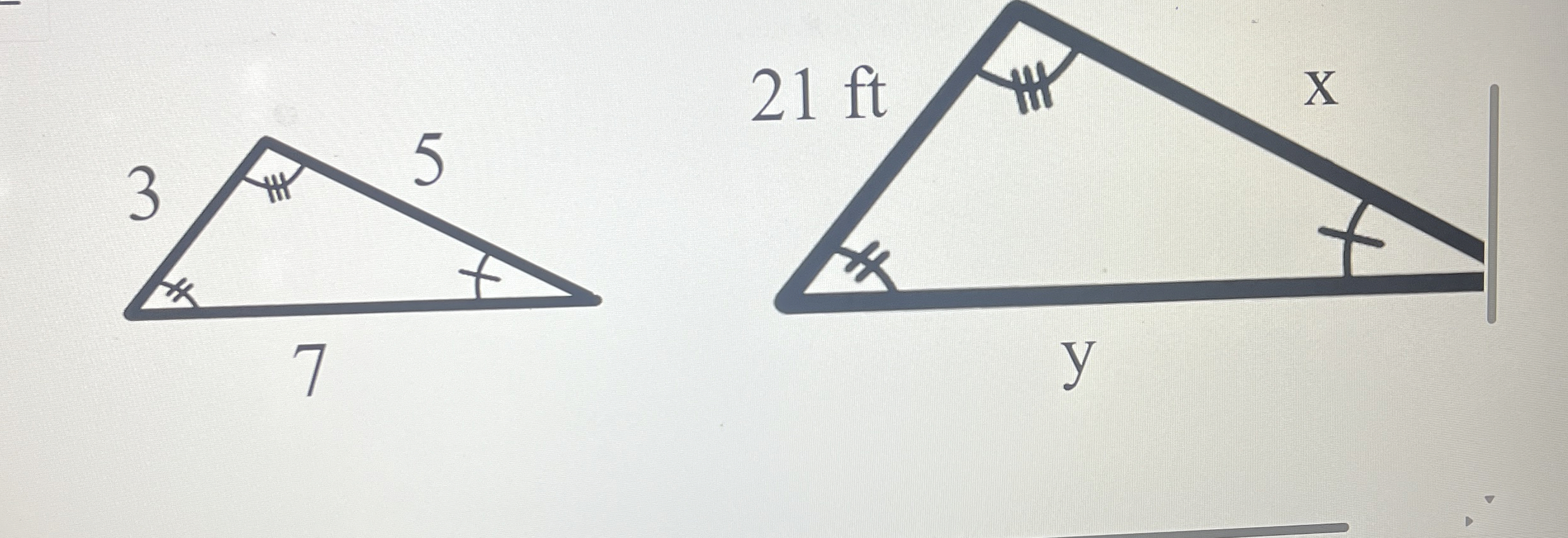 Solved The two triangles are similar triangles,meaning the | Chegg.com