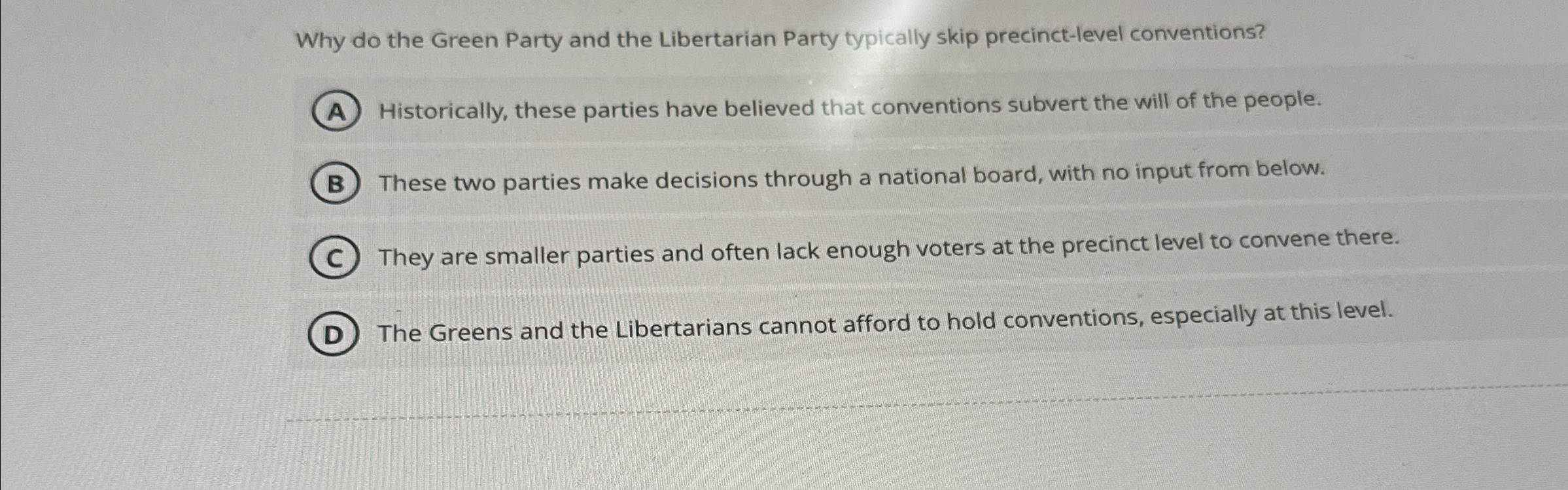 Solved Why do the Green Party and the Libertarian Party | Chegg.com