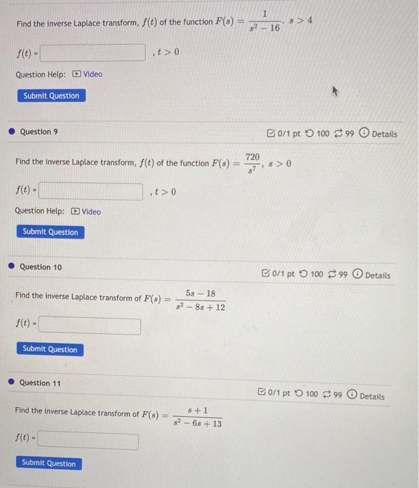 Solved f(t) Question 15 Use the table of Laplace transforms | Chegg.com