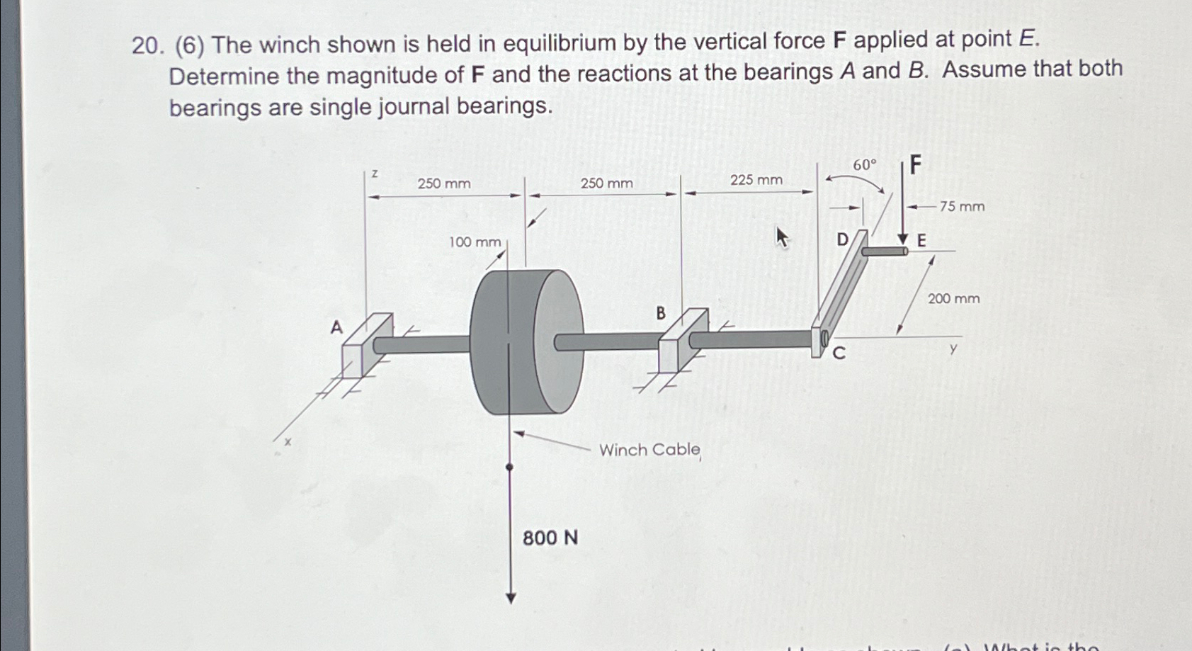 Solved (6) ﻿The winch shown is held in equilibrium by the | Chegg.com