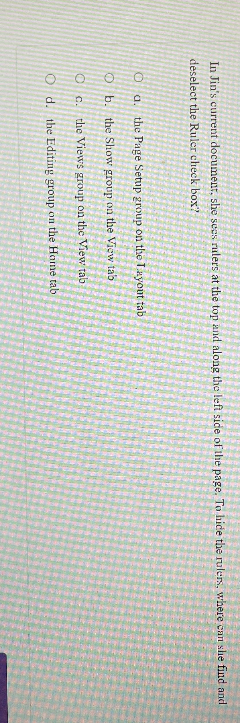 Solved In Jin's current document, she sees rulers at the top | Chegg.com