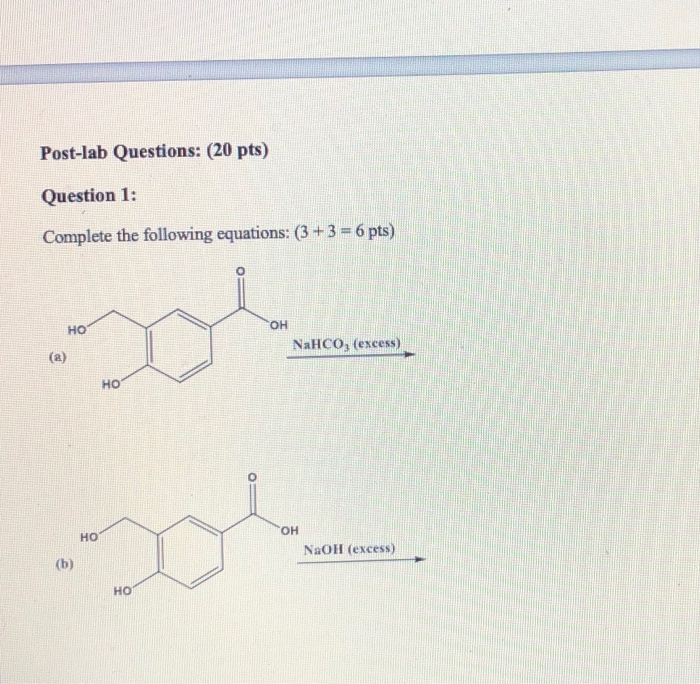 Solved Post-lab Questions: (20 pts) Question 1: Complete the | Chegg.com