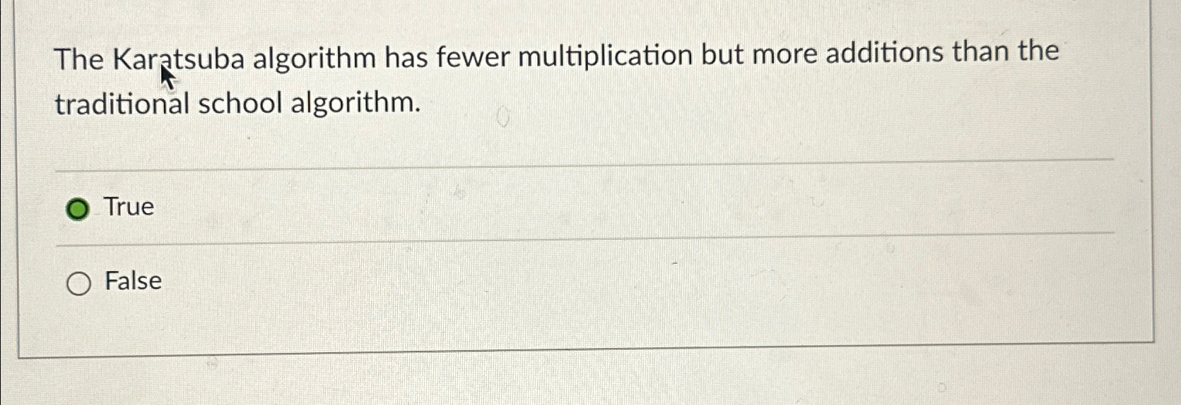Solved The Karatsuba algorithm has fewer multiplication but | Chegg.com