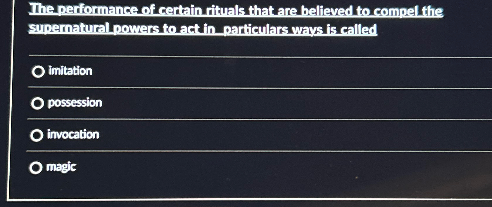 Solved The performance of certain rituals that are believed | Chegg.com