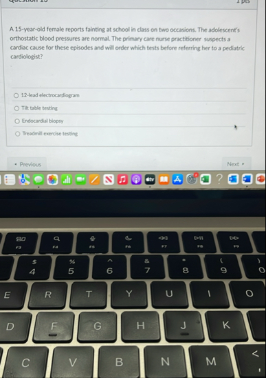 Solved A 15-year-old female reports fainting at school in | Chegg.com