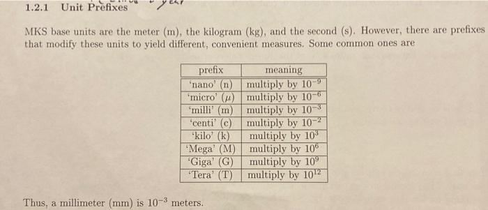 Solved MKS base units are the meter (m), the kilogram ( kg), | Chegg.com