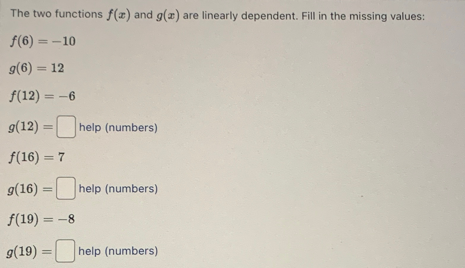Solved The two functions f(x) ﻿and g(x) ﻿are linearly | Chegg.com