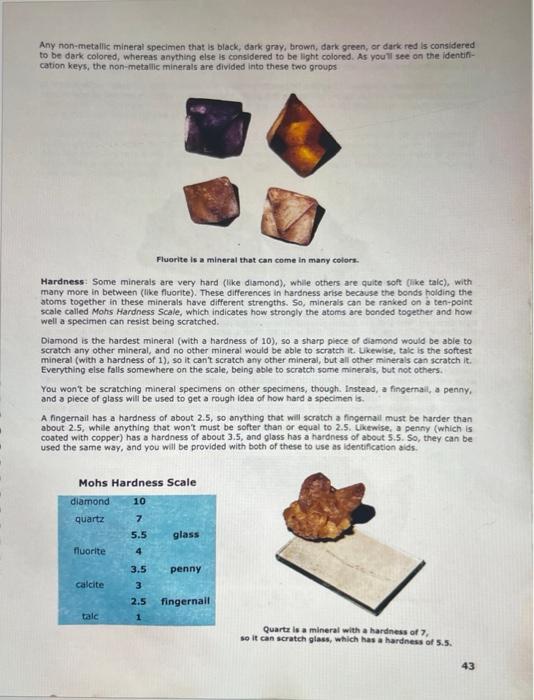 Solved Lab 9: Minerals and Mineral Identification In this | Chegg.com