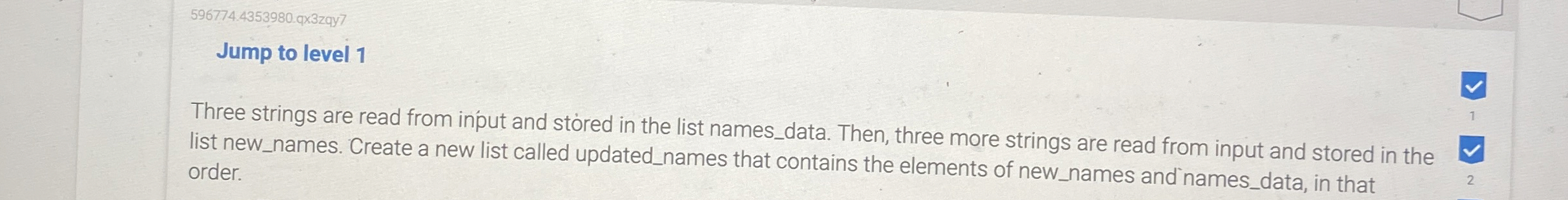 Solved Three strings are read from input and stored in the | Chegg.com
