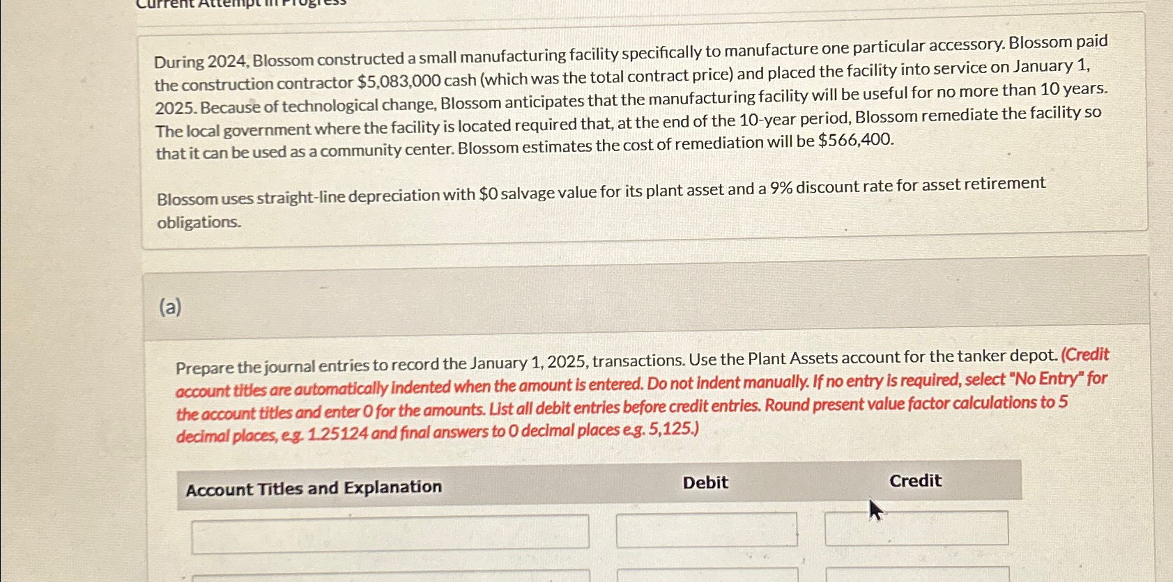 Solved During 2024, ﻿Blossom constructed a small | Chegg.com