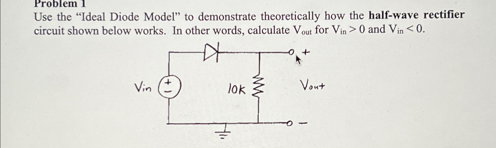 Solved Problem 1Use the "Ideal Diode Model" to demonstrate | Chegg.com