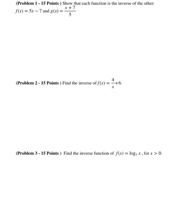 Solved (Problem 1-15 Points) Show that each function is the | Chegg.com