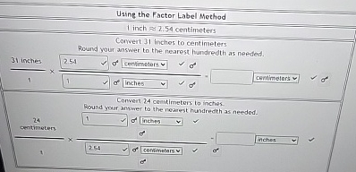 Solved Using the Factor Label Method1 ﻿inch ~~2.54 | Chegg.com