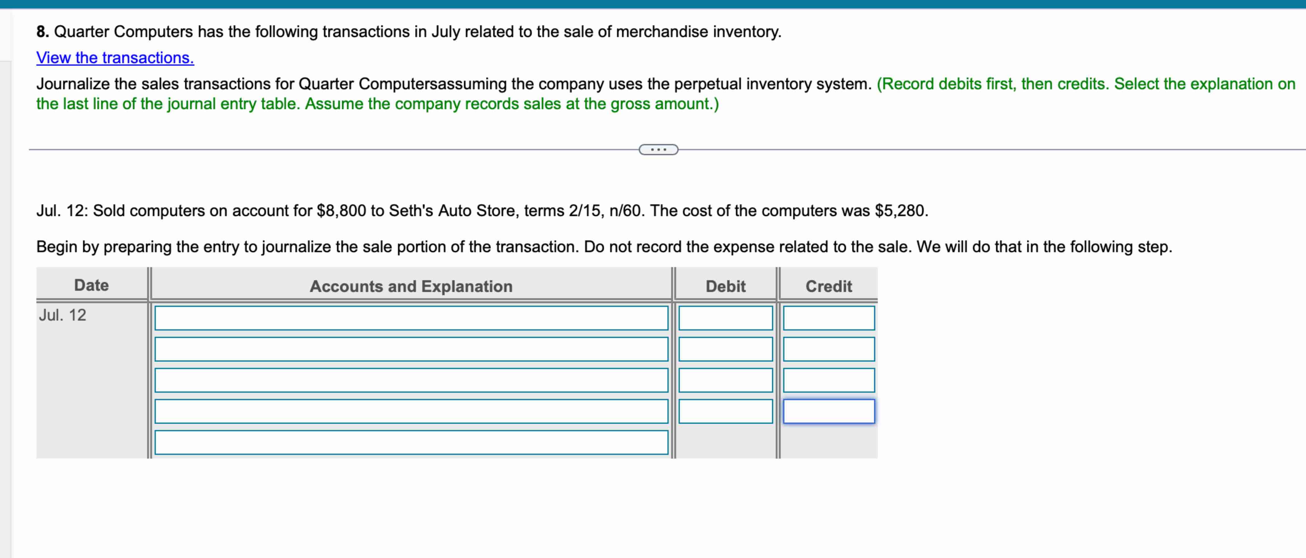Solved 8. ﻿Quarter ComputersQuarter Computers has the | Chegg.com