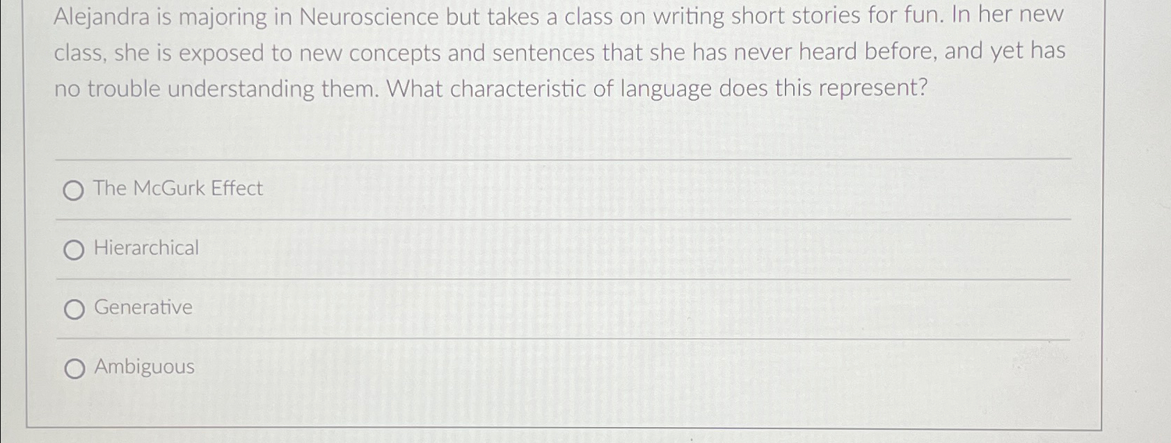 Solved Alejandra is majoring in Neuroscience but takes a | Chegg.com