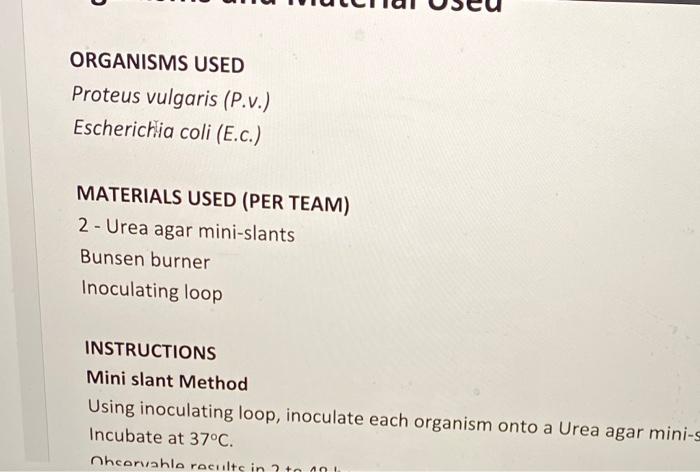 Solved EXPERIMENT 37 - Testing for Urease Production | Chegg.com
