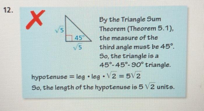 Solved 12. X Х By the Triangle Sum 5 Theorem (Theorem 5.1), | Chegg.com