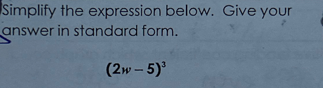 Solved Simplify the expression below. Give your answer in | Chegg.com