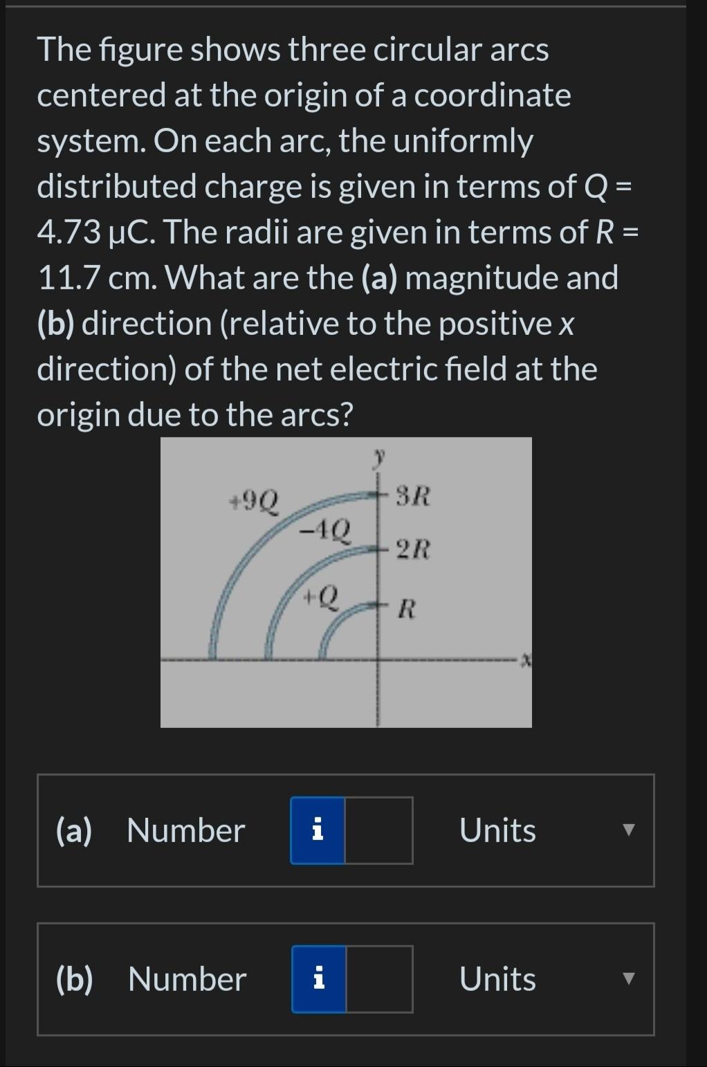 Solved The figure shows three circular arcs centered at the | Chegg.com