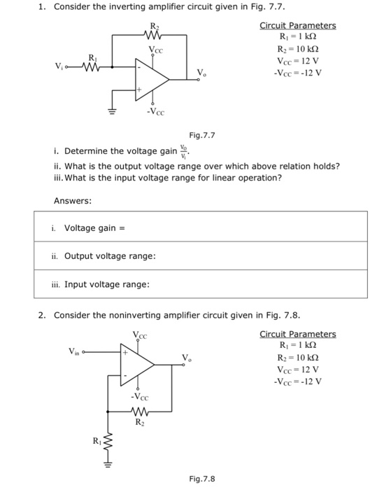 Solved 1. Consider the inverting amplifier circuit given in | Chegg.com