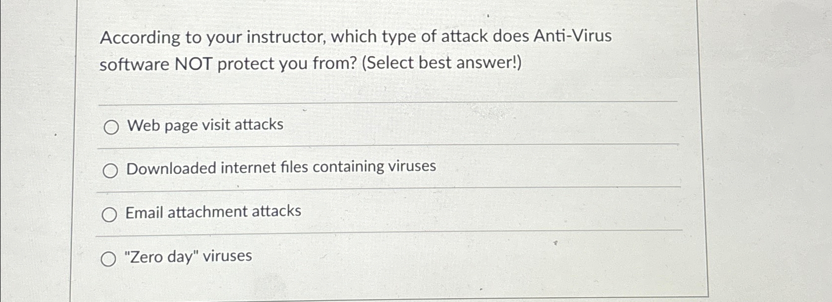 Solved According to your instructor, which type of attack | Chegg.com
