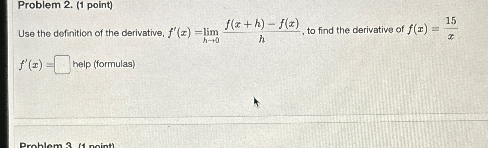 Solved Problem 2. (1 ﻿point)Use the definition of the | Chegg.com