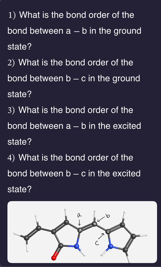 Solved What is the bond order of the bond between a-b ﻿in | Chegg.com